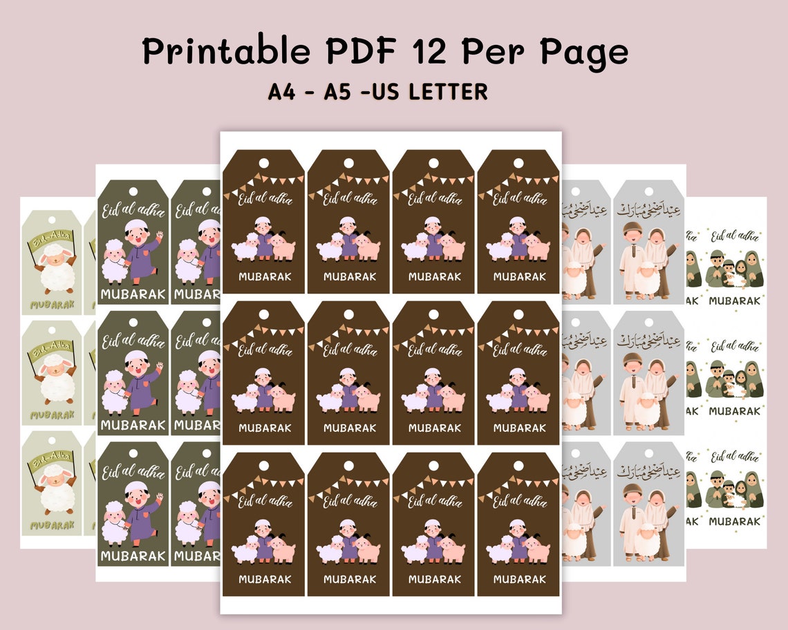 Editable Eid Al Adha Gift Tags: Square Tag Designs (digital Download ...