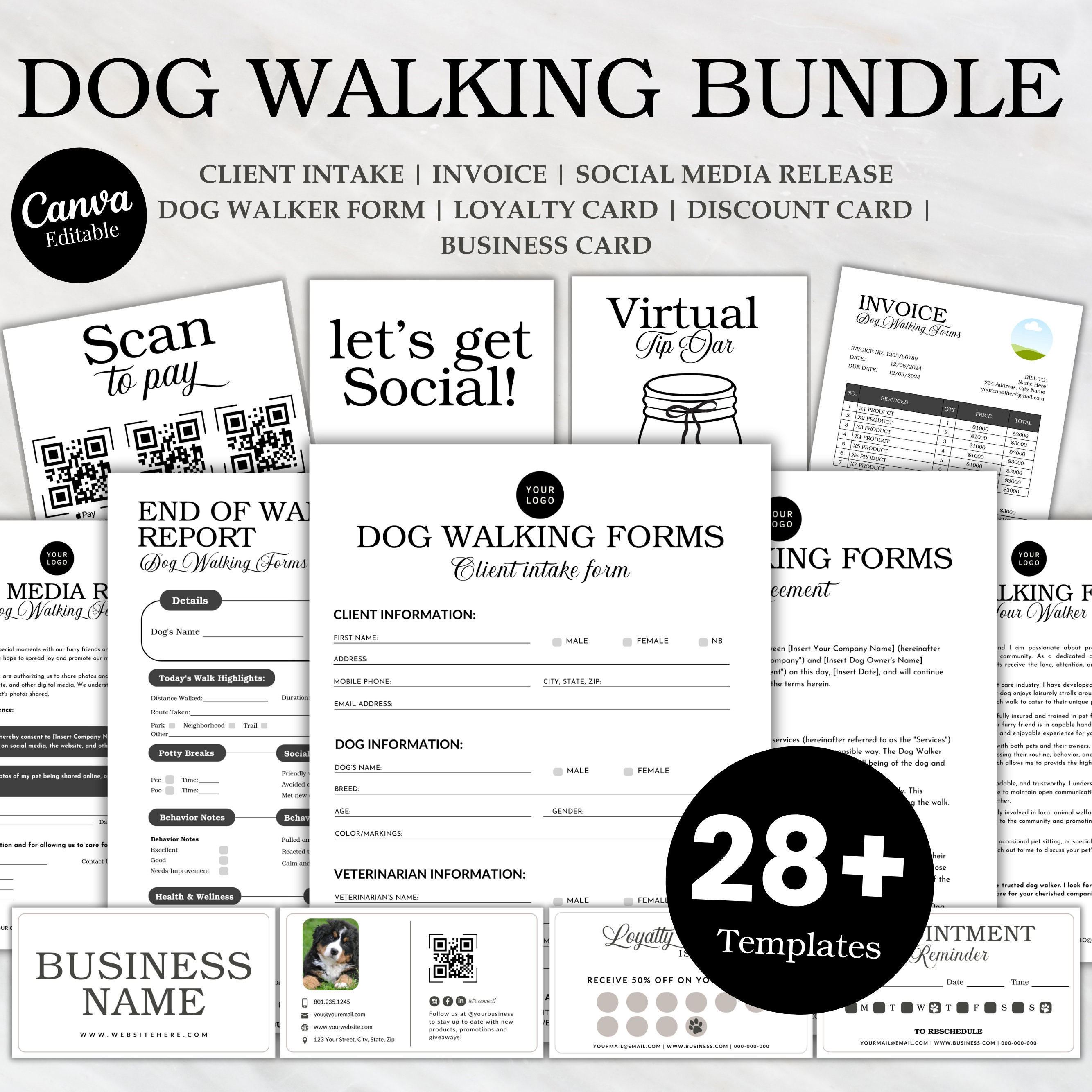 Dog Walking Service Client Intake Form Canva Template, Editable Dog ...