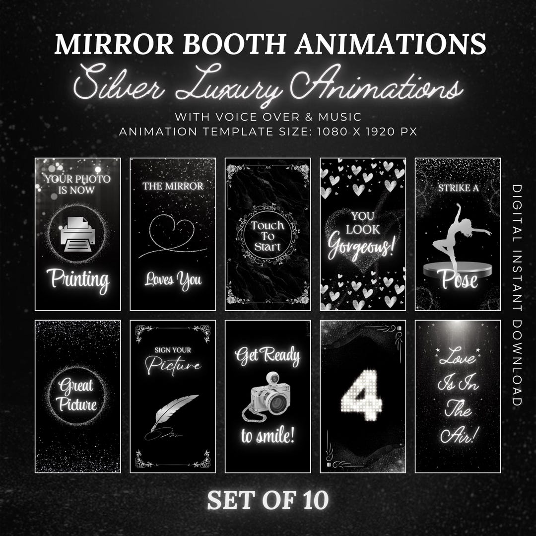 Mirror Booth Animations, Black & Silver Animations,touch to Start ...