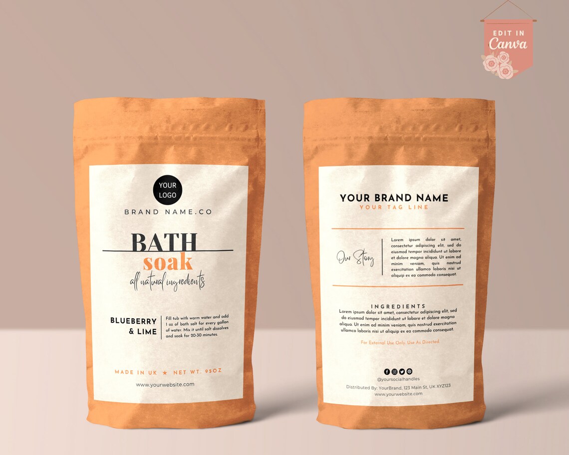 Editable Pouch Label Template Modern Tea Pouch Label Minimal - Etsy