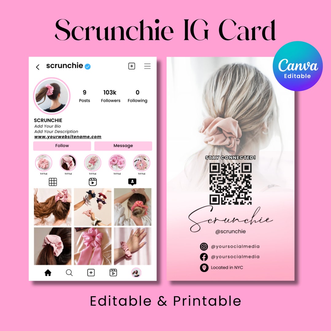 2025 Instagram Business Card, IG Business Card, Scrunchie IG Business ...