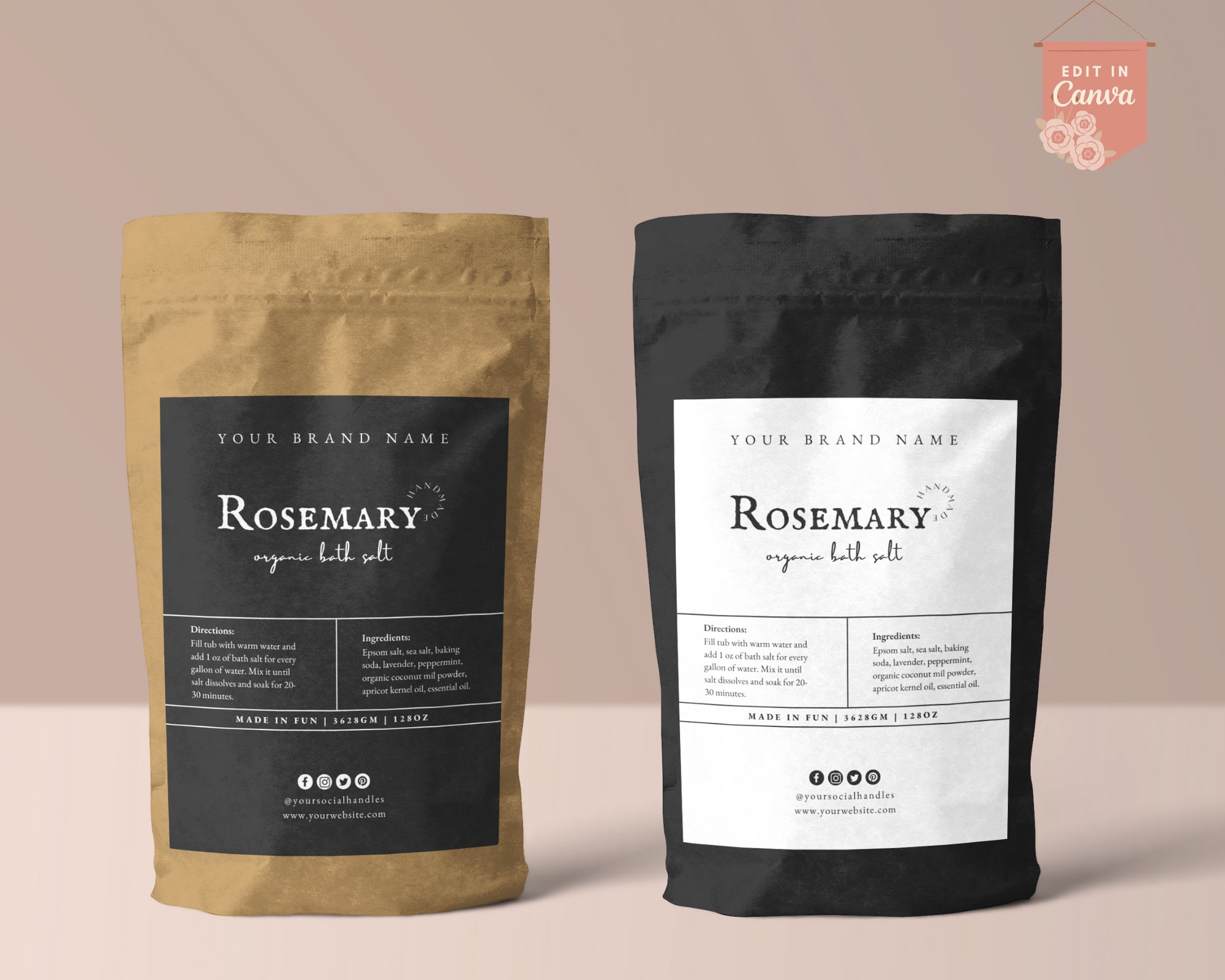 Editable Pouch Label Template Modern Tea Pouch Label Minimal - Etsy Canada