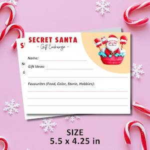 Secret Santa Gift Exchange Cards, Printable Christmas Game, Gift ...