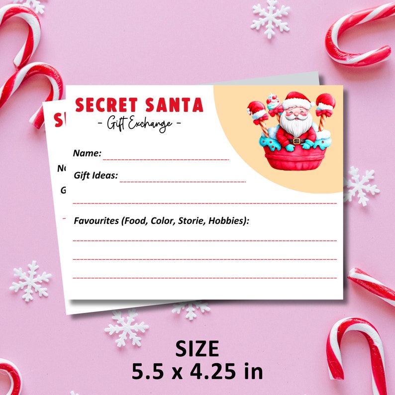 Secret Santa Gift Exchange Cards, Printable Christmas Game, Gift ...