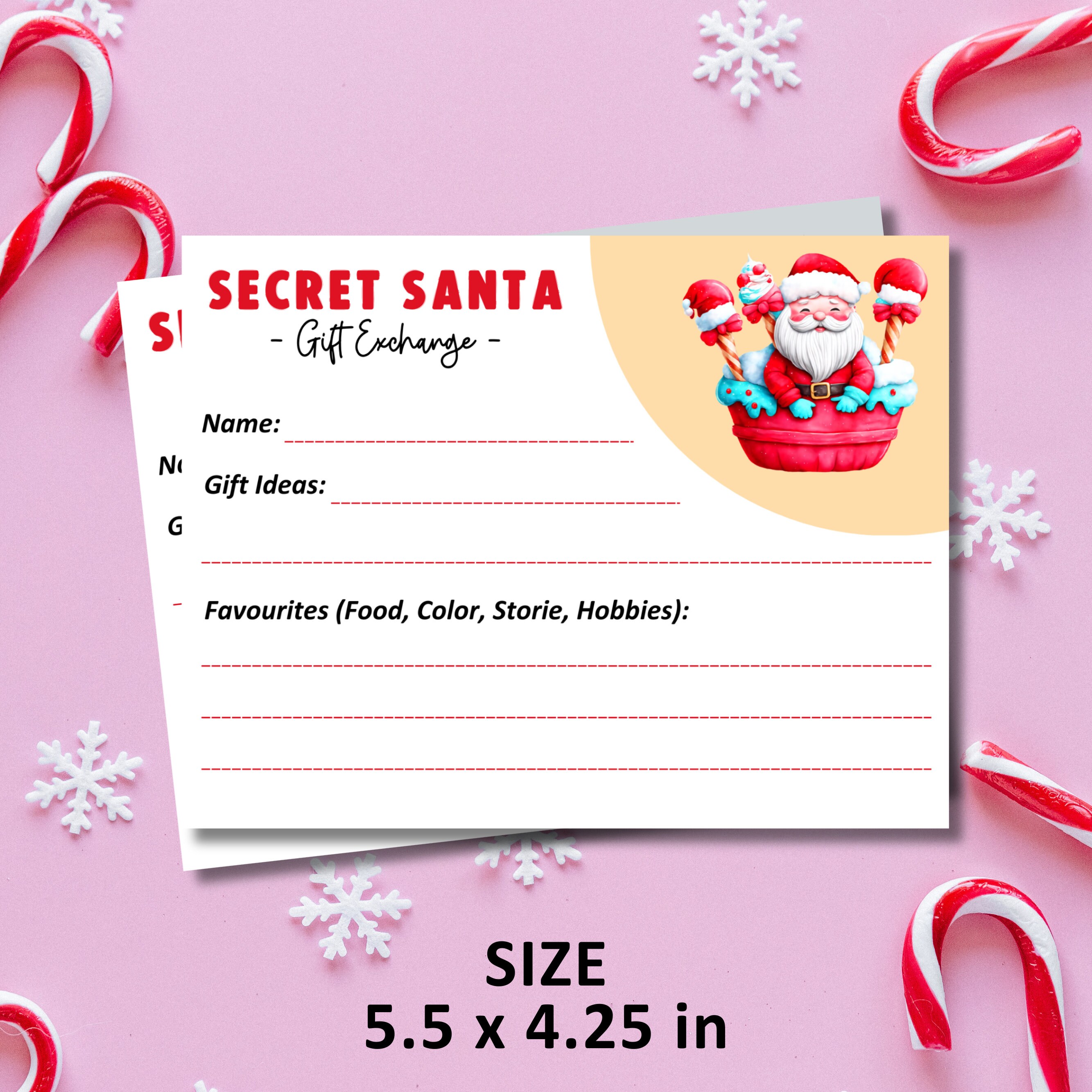 Secret Santa Gift Exchange Cards, Printable Christmas Game, Gift ...