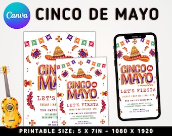 Editable Cinco De Mayo Invitation, Cinco De Mayo Party, Cinco De Mayo ...