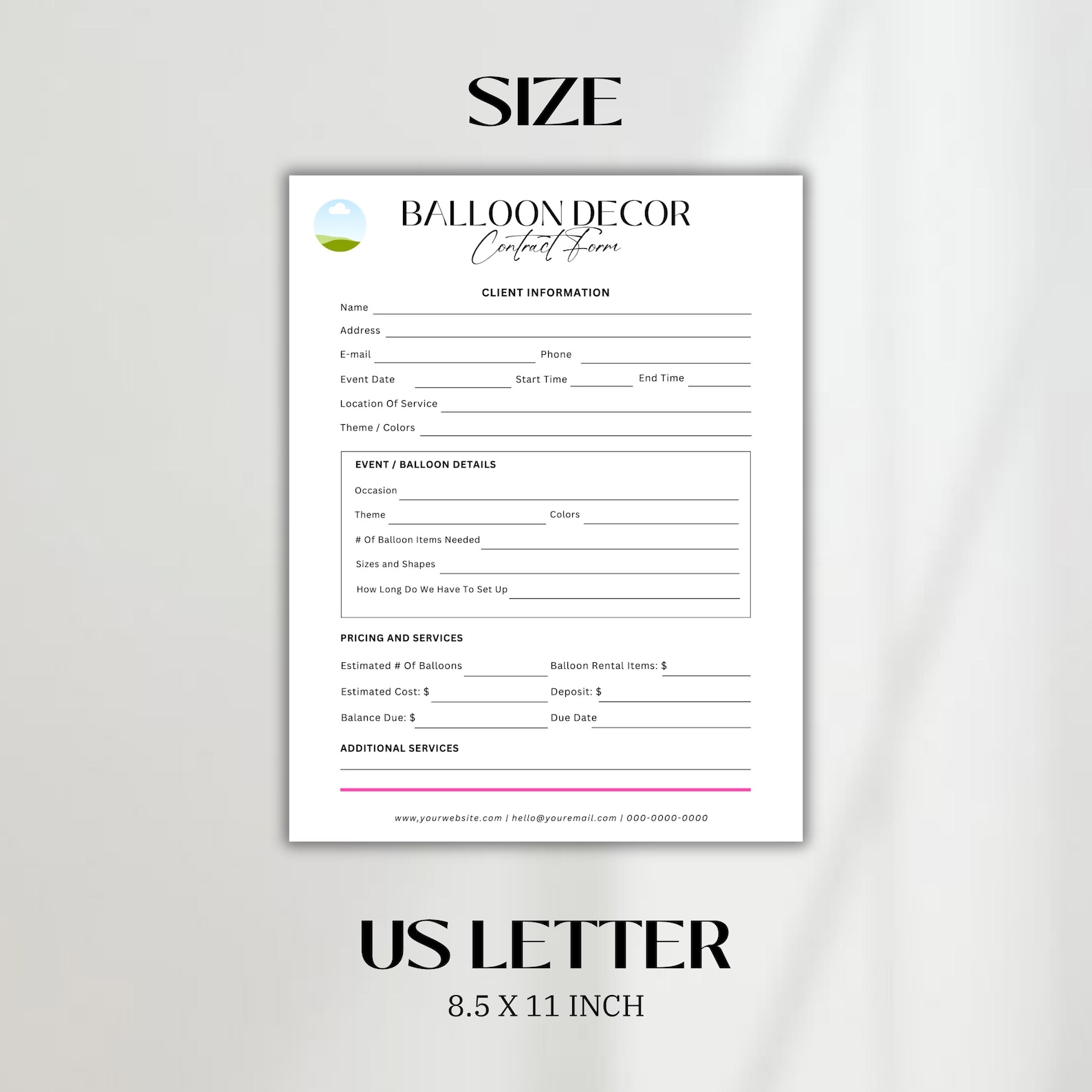 Editable Balloon Decor Contract Template, Balloon Decoration Service ...
