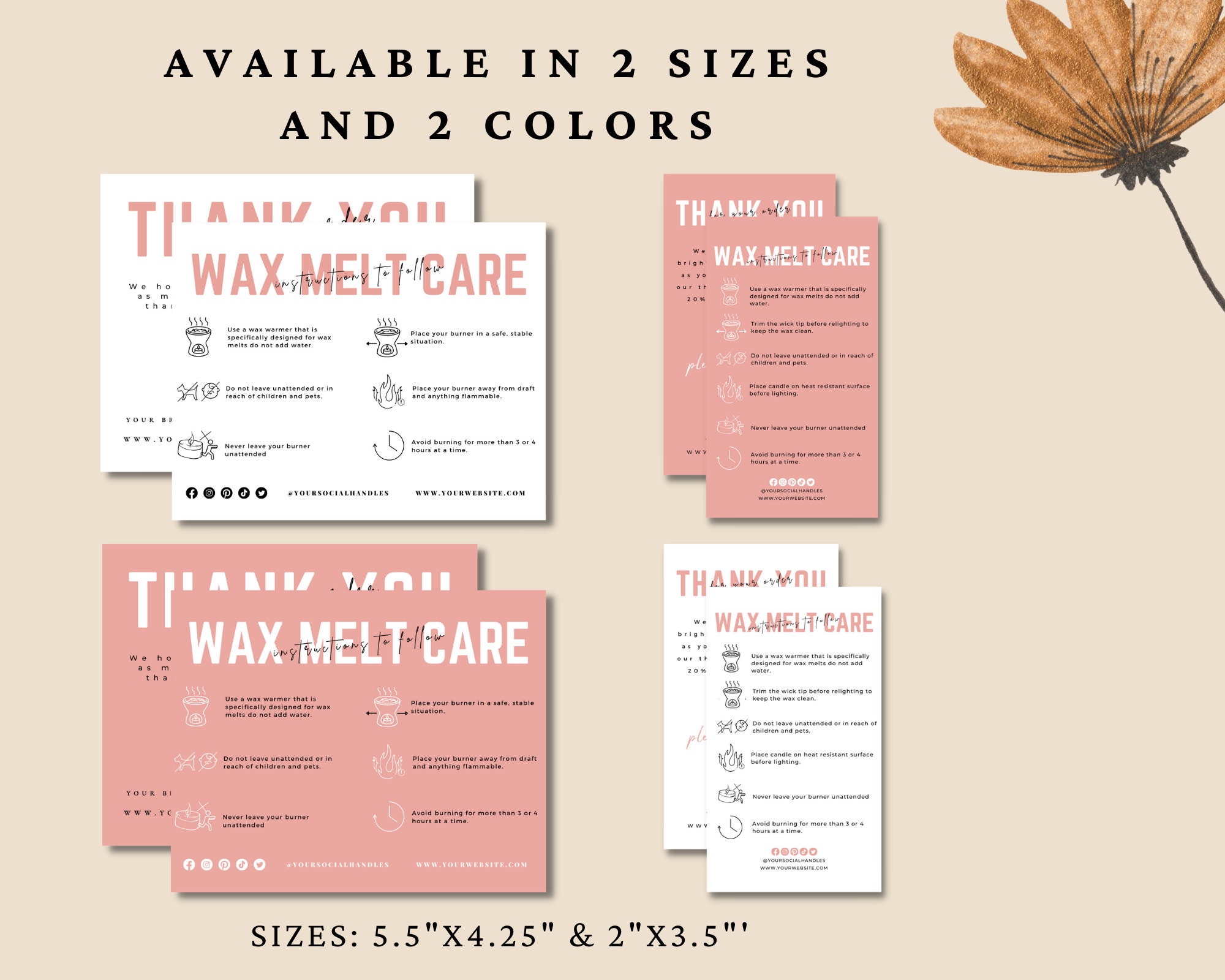 Wax Melts Care Card Editable Template Printable Wax Melts | Etsy