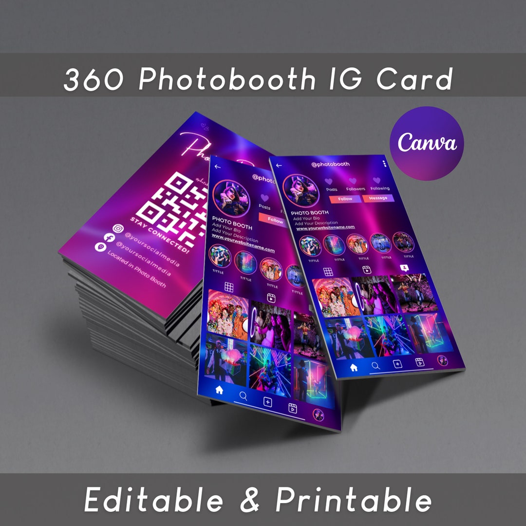 360 Photo Booth IG Business Card, Instagram Business Card, 360 Photo ...