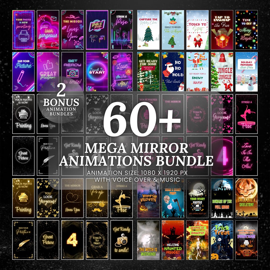 Mirror Booth Animations Mega Bundle, Photo Booth Animations, Neon ...