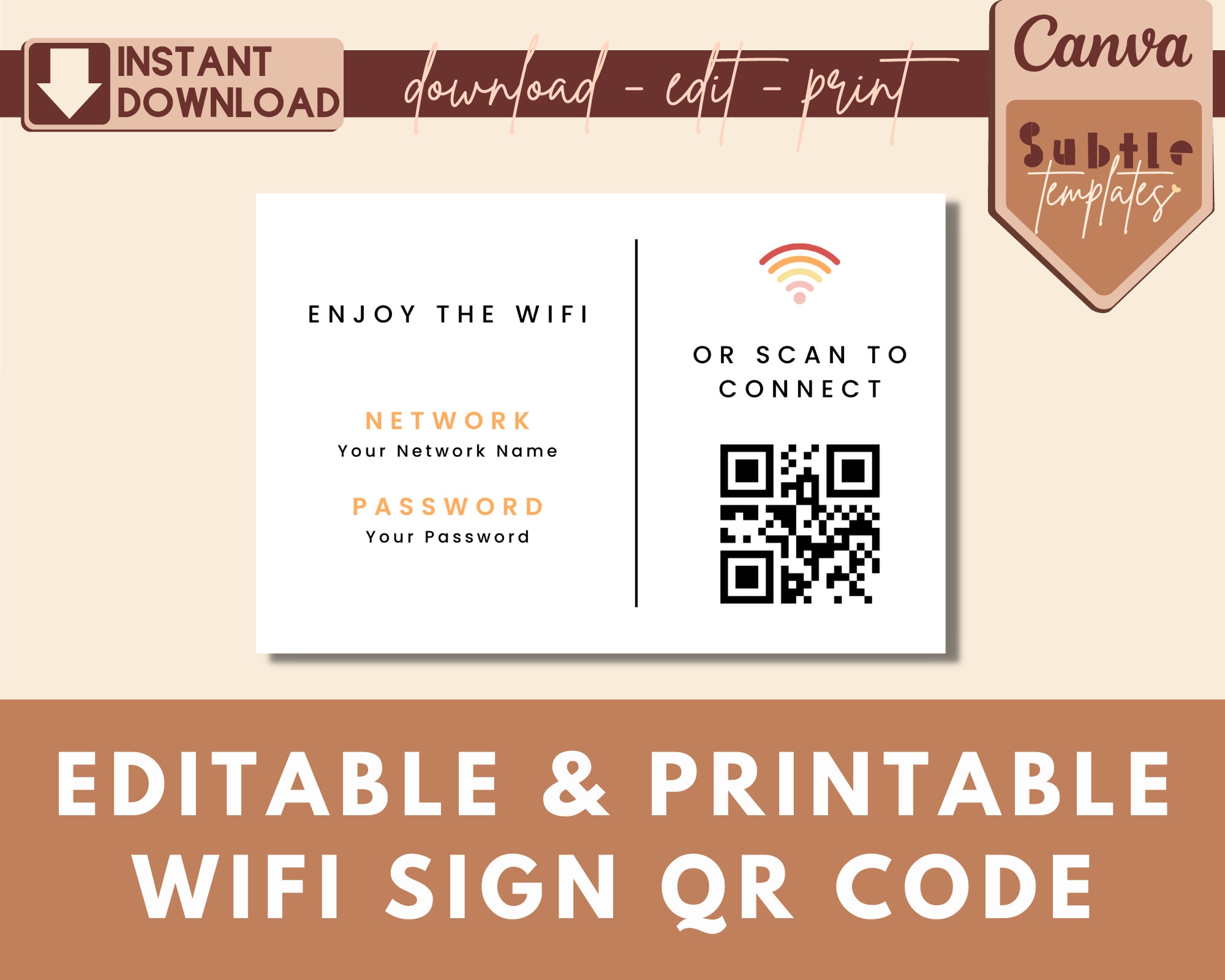 Wifi Password Sign Qr Code Sign Wifi Sign Wifi Qr Codewifi - Etsy
