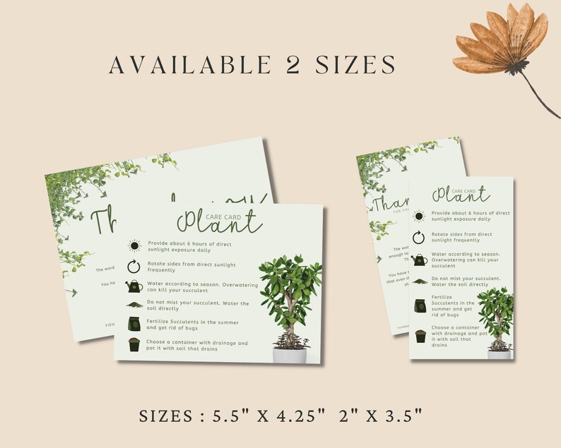 Printable Plant Care Card: DIY Instruction Template (digital Download ...