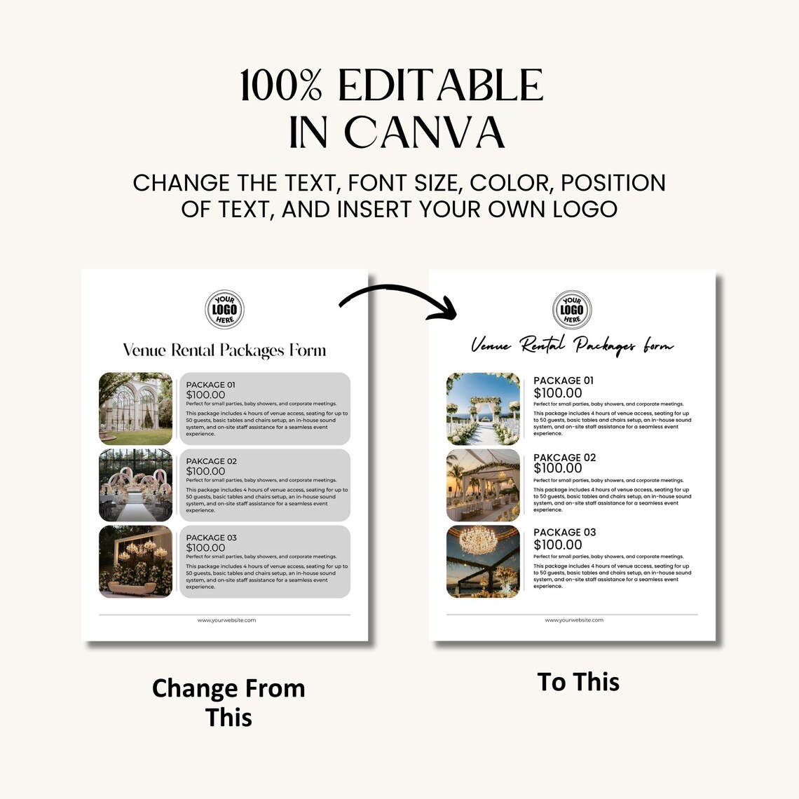 Event Venue Rental Service Contract, Venue Rental Forms Bundle, Wedding ...