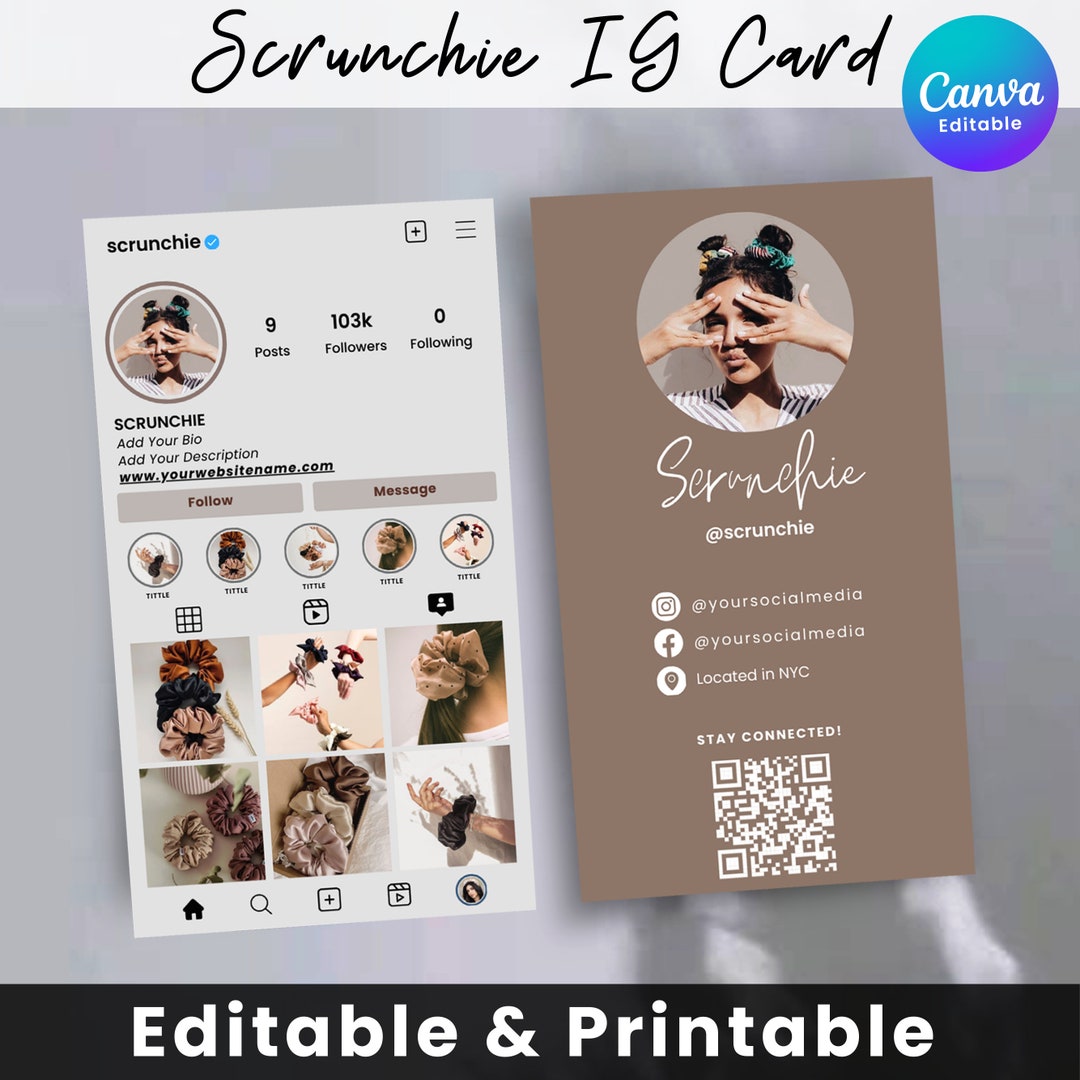 2026 Instagram Business Card, IG Business Card, Scrunchie IG Business ...