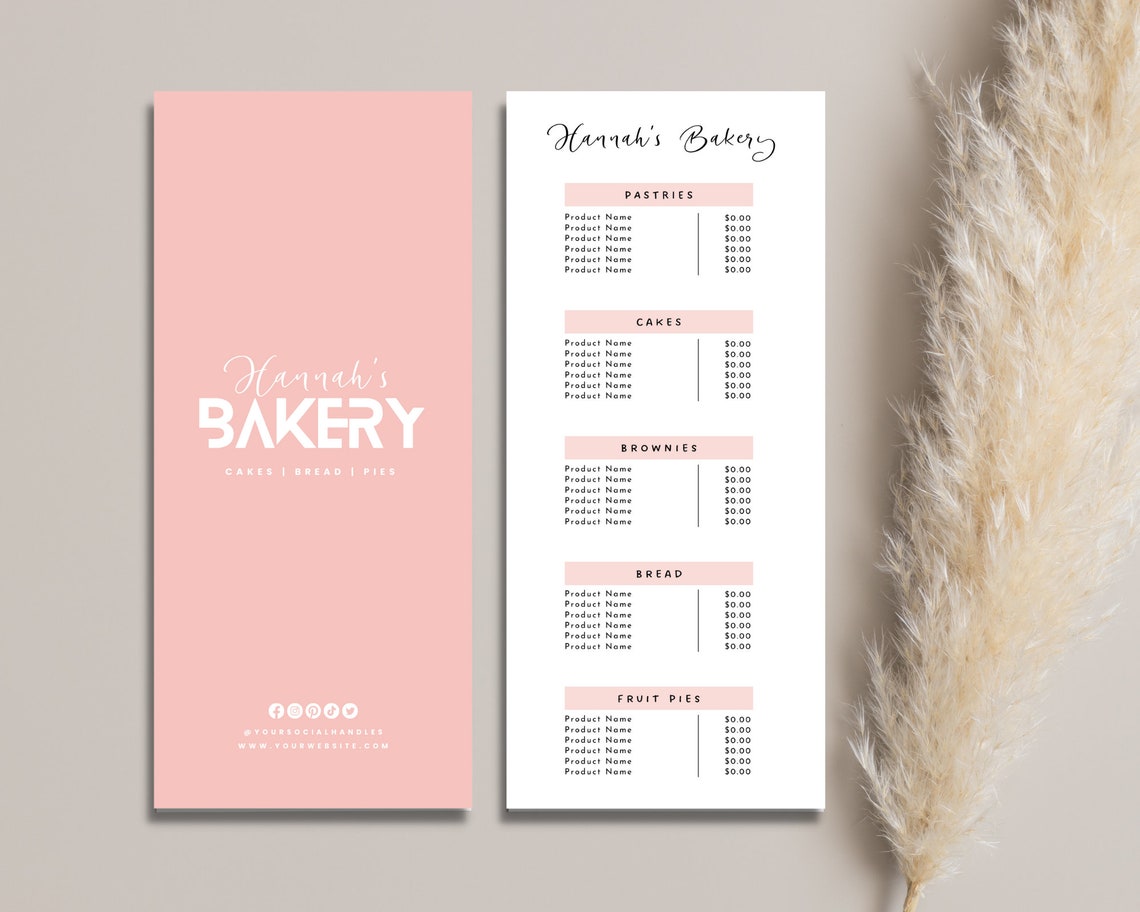 Editable Bakery Price List Template Printable Price Sheet | Etsy Canada