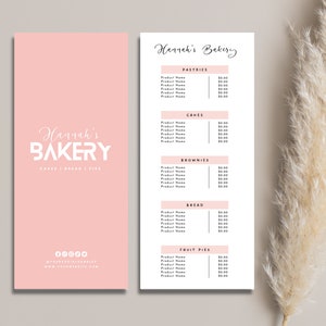 Editable Bakery Price List Template Printable Price Sheet | Etsy Canada