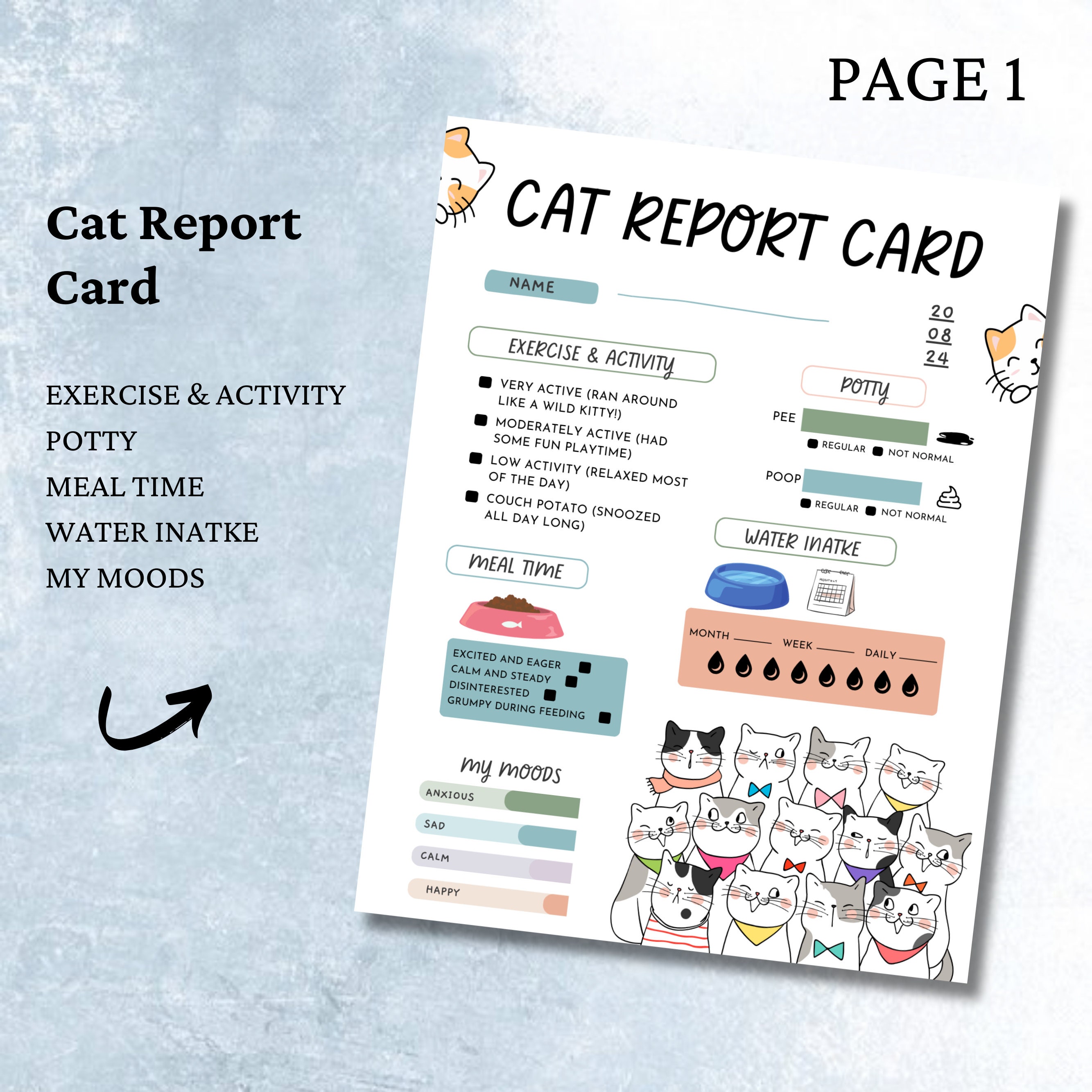 Cat Report Card, Dog Report Card, Pet Report Card, Editable Template ...