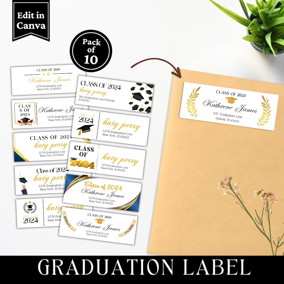 10 Graduation Labels Template, Graduation Return Address Labels ...