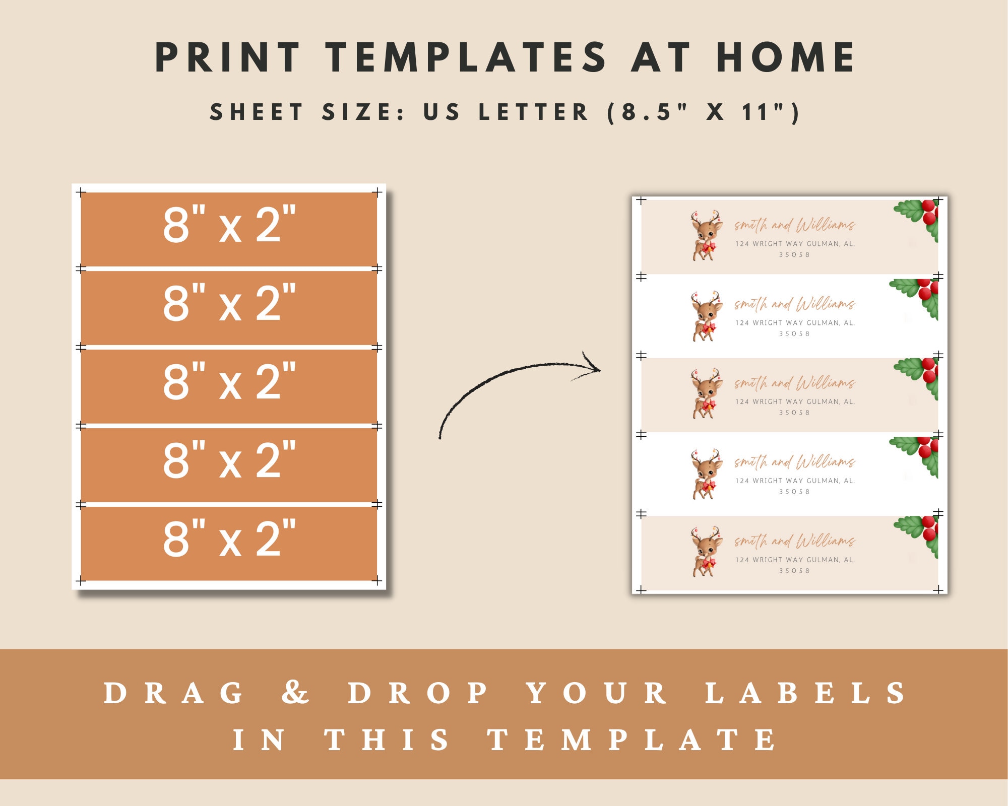 Editable Christmas Address Label Christmas Address Labels - Etsy