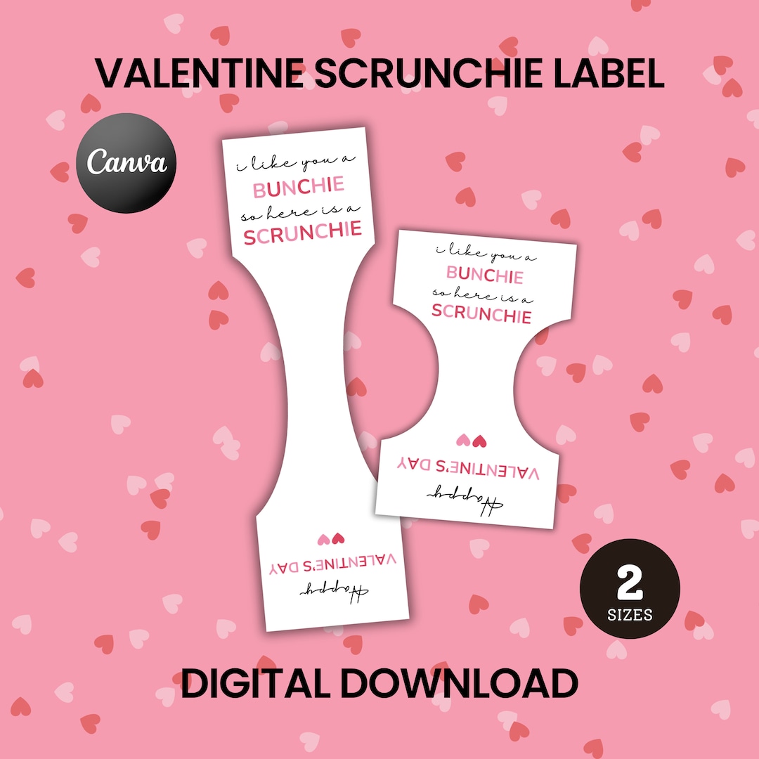Valentine Scrunchie Tag Template, Scrunchie Valentines Tags Canva ...
