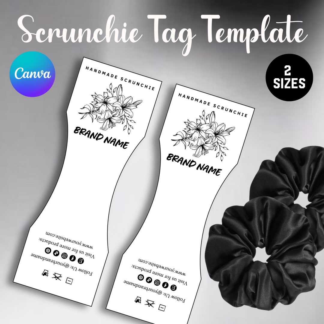 Printable Scrunchie Hang Tags, Editable Scrunchie Tag, Customizable Tag ...