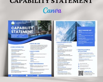 Business Capability Statement, Corporate Flyer, Editable Capability Statement Template, Company ...