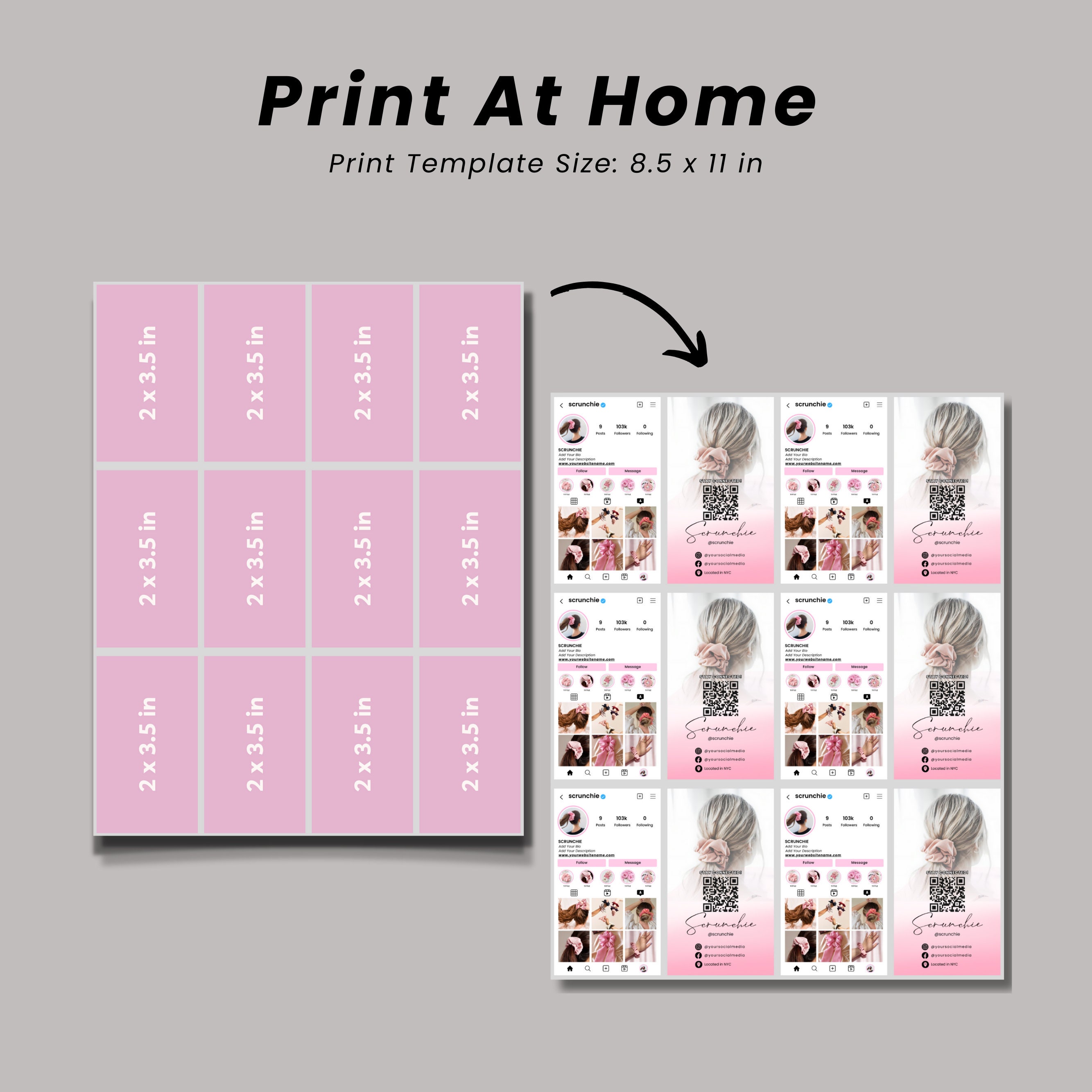 Scrunchie IG Business Card: QR Code Template (digital Download) - Etsy