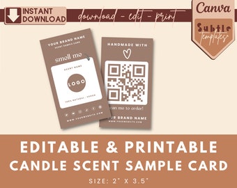 Candle Scent Sampler Card Canva Template, Editable Wax Melt Tester Card ...
