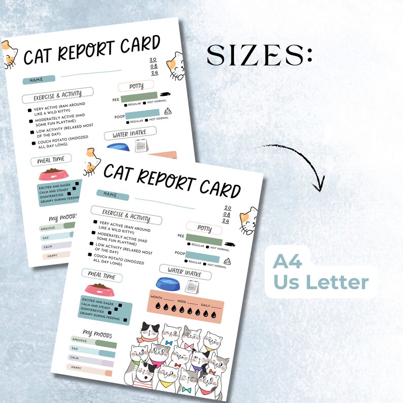 Cat Report Card, Dog Report Card, Pet Report Card, Editable Template ...