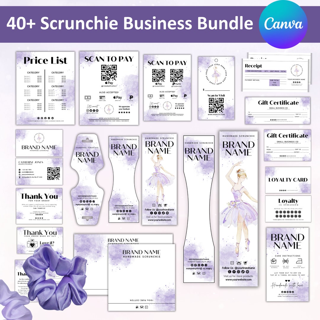 Scrunchie Tag, Scrunchie Tag Template, Scrunchie Business Bundle ...