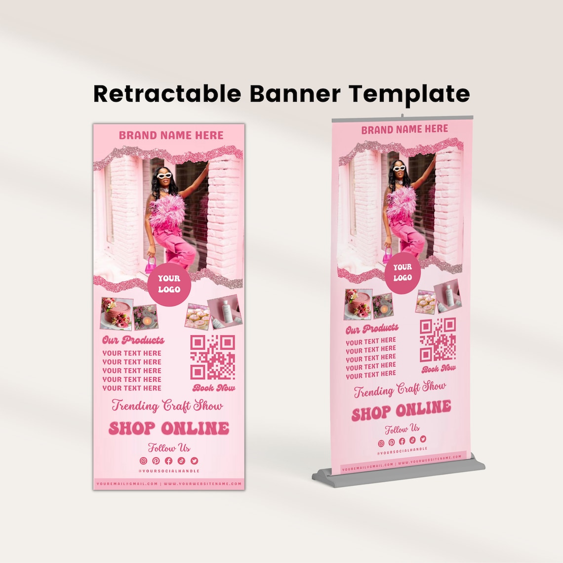 Small Business Template Bundle: Pink Retro Vendor Display (digital ...