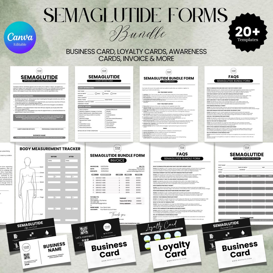 Ediatble Semaglutide Bundle Forms Canva Template, Semaglutide Consent ...