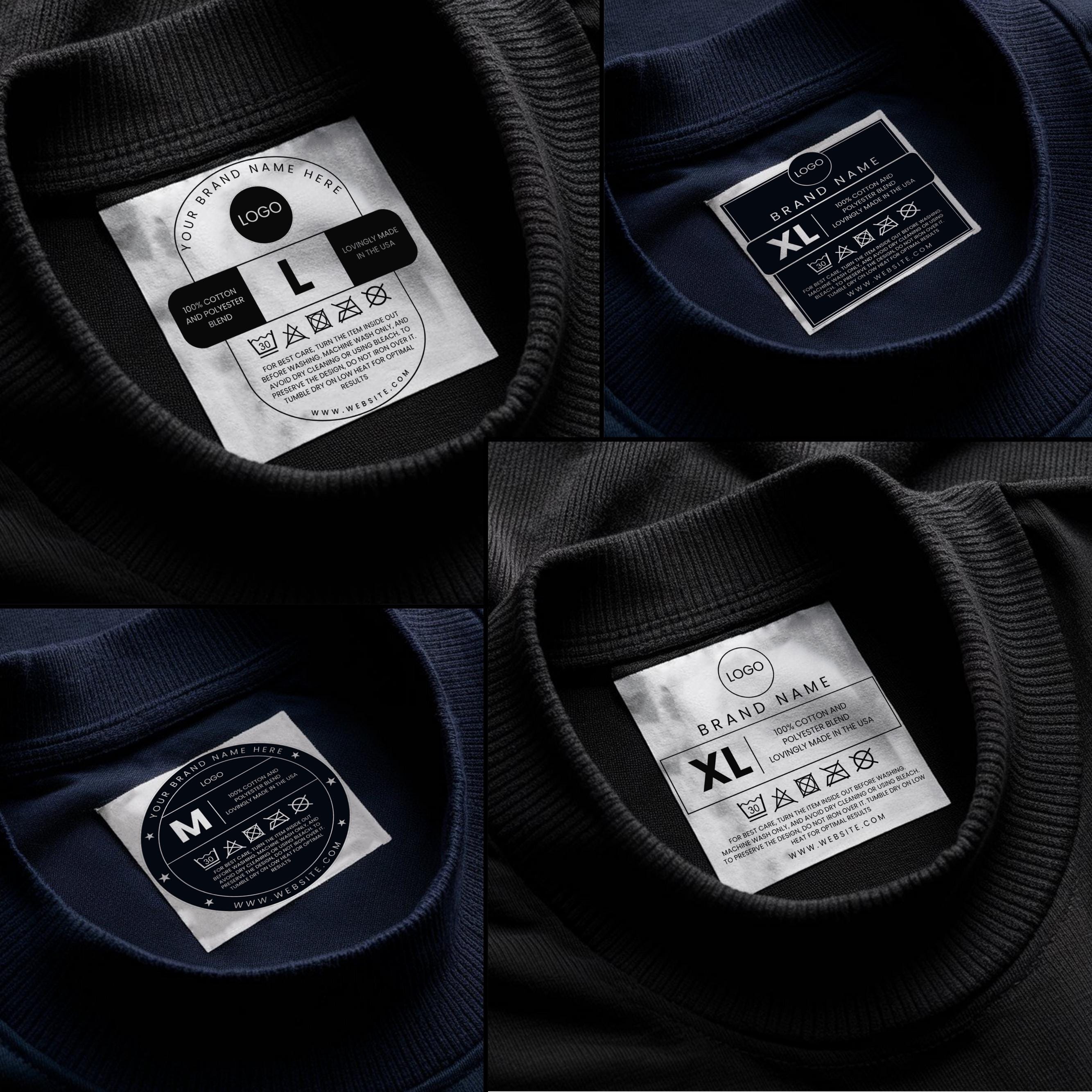 20 Clothing Neck Tag Bundle, T-shirt Custom Neck Labels, Garment Care ...