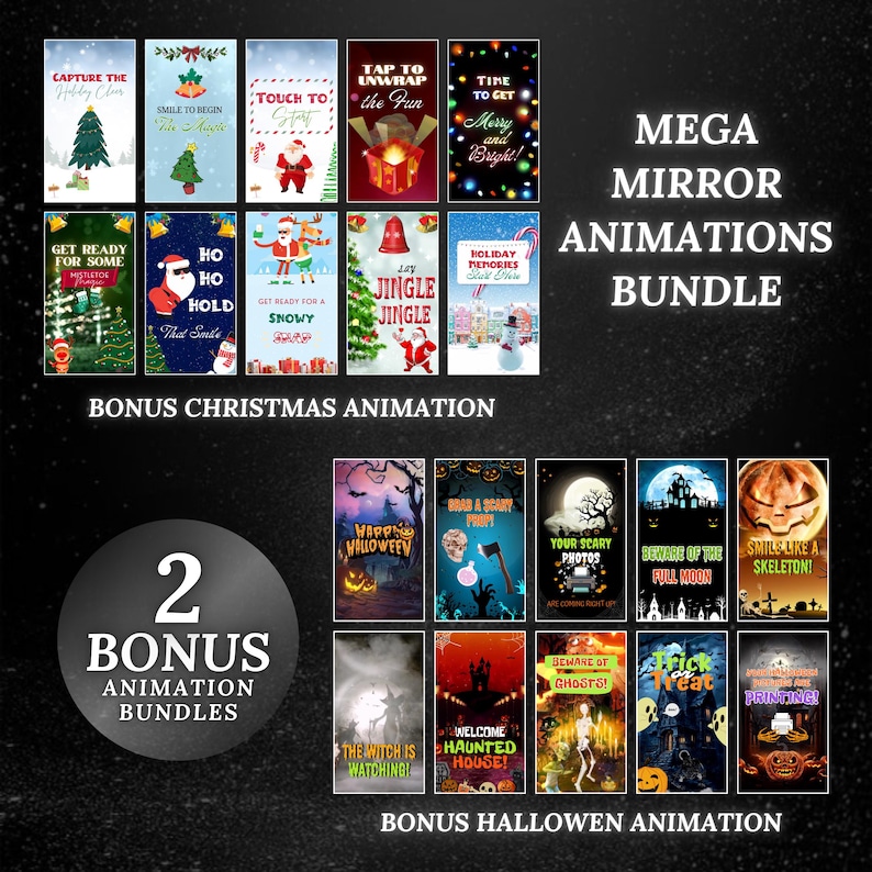 Mirror Booth Animations Mega Bundle, Mirror Photobooth Overlay Neon ...
