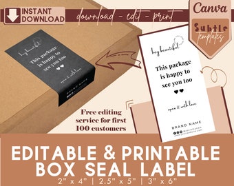 Editable Box Label Template Custom Packaging Labels | Etsy Canada