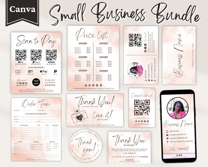 Craft Show Bundle: Price List, QR Code, Order Form (canva Template) - Etsy