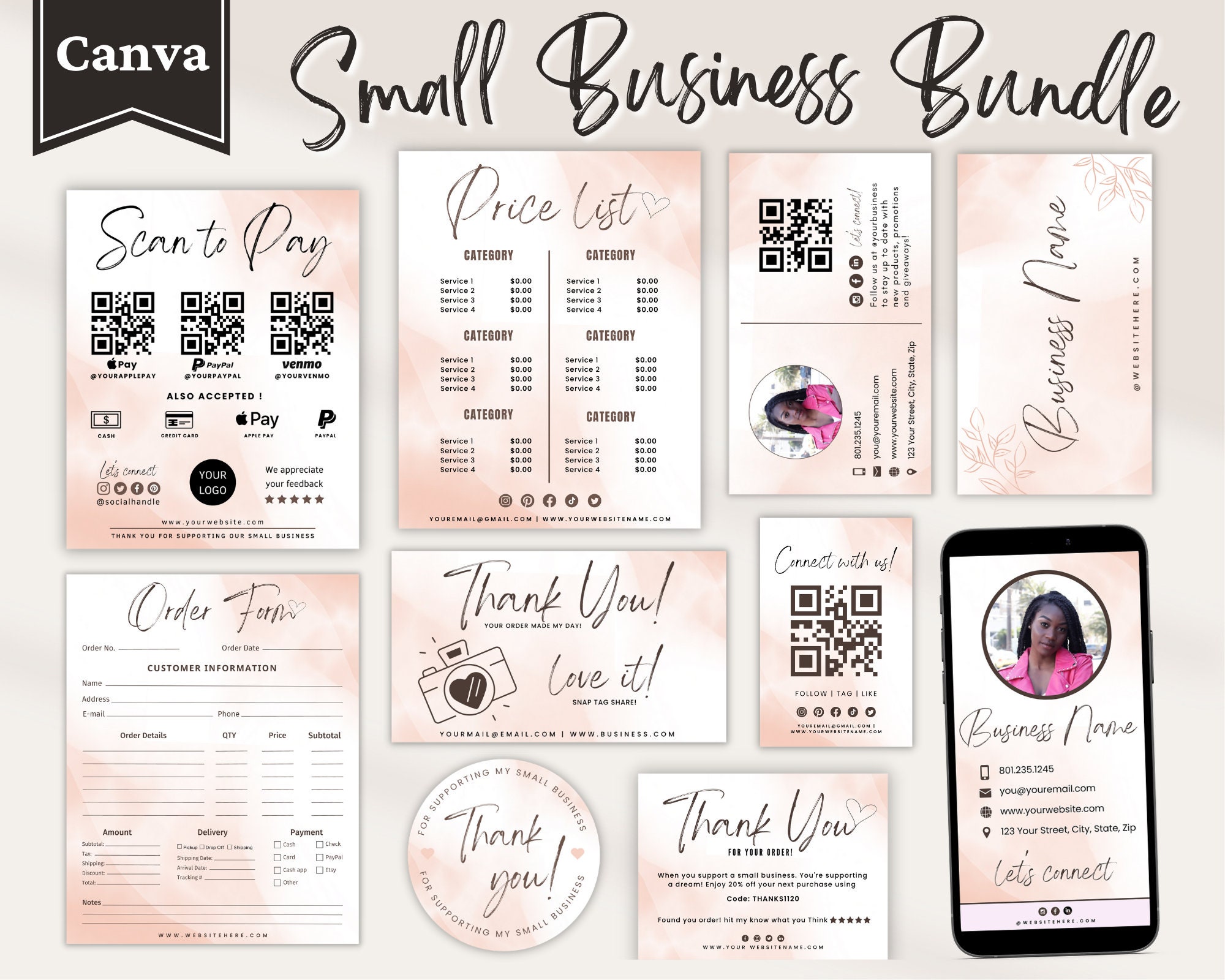Craft Show Bundle: Price List, QR Code, Order Form (canva Template) - Etsy