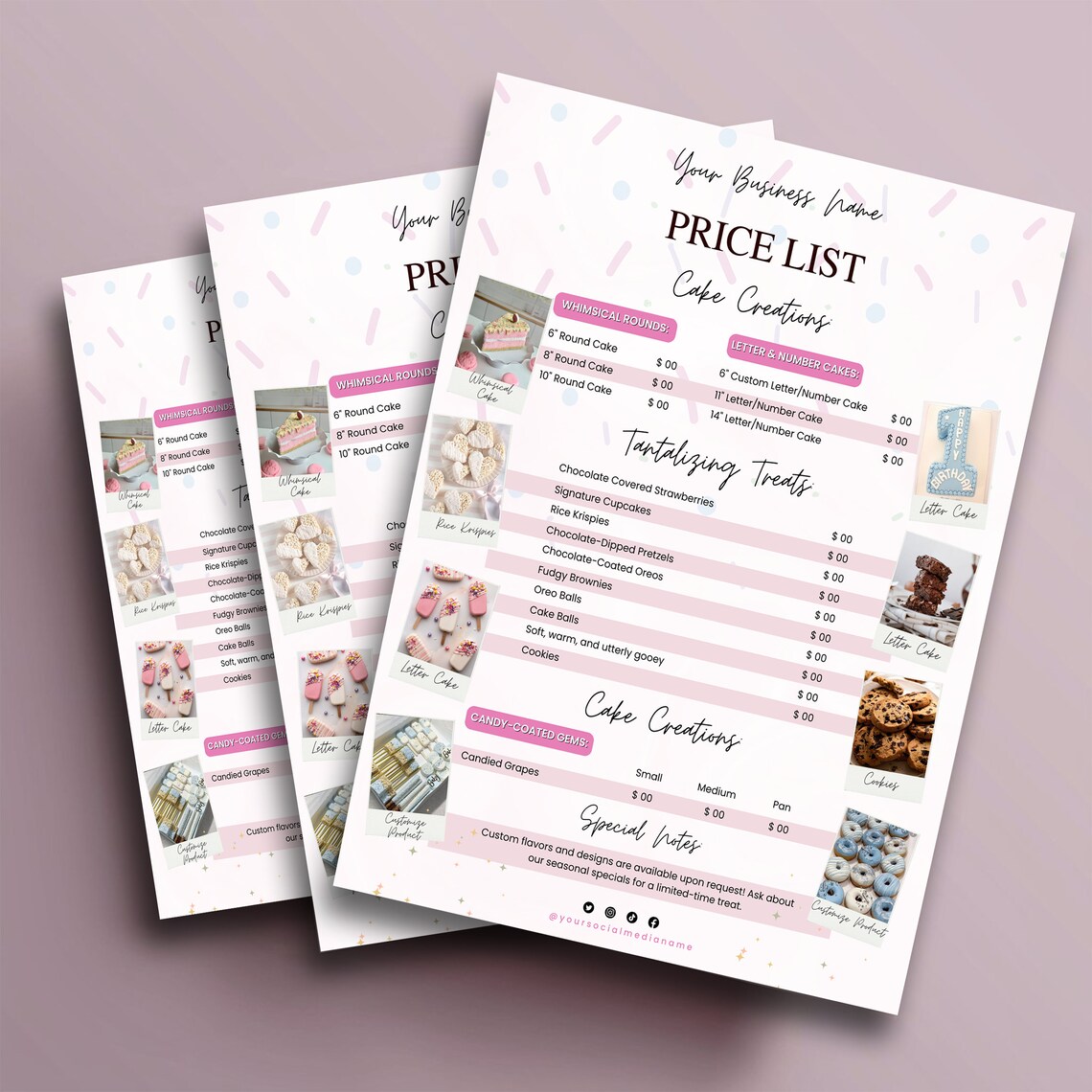 Editable Sweet Treats Menu Pricelist, Cake Pricelist, Cupcakes ...