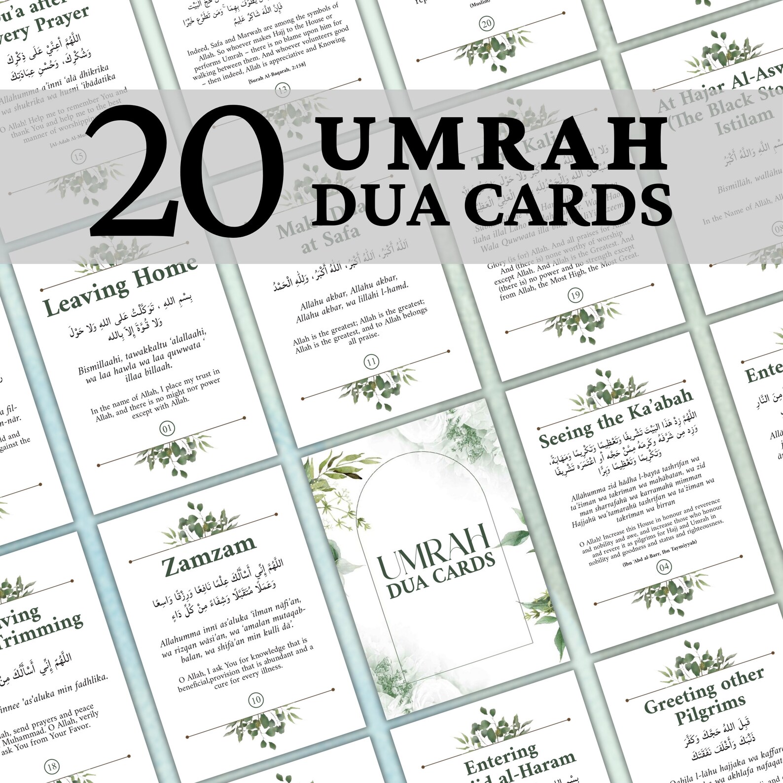 20 Umrah Dua Cards Printable, Umrah Flashcards, Umrah Mubarak Gift ...