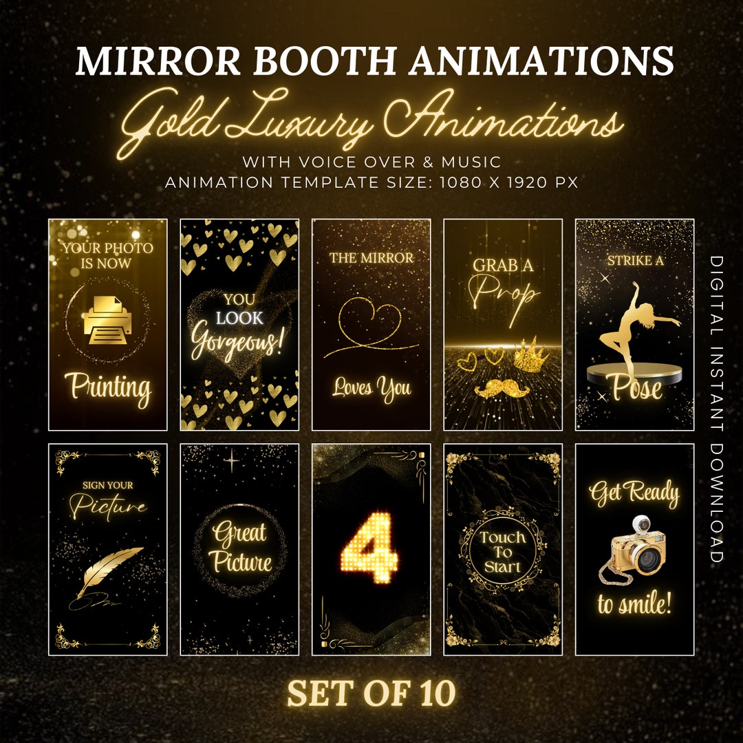 Mirror Booth Animations, Black & Gold Animations, Touch to Start ...