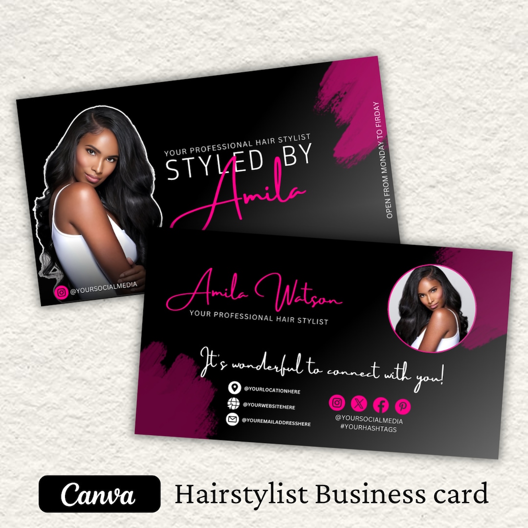 Hairstylist Business Card, Hair Salon Cards Printable QR Code Marketing ...