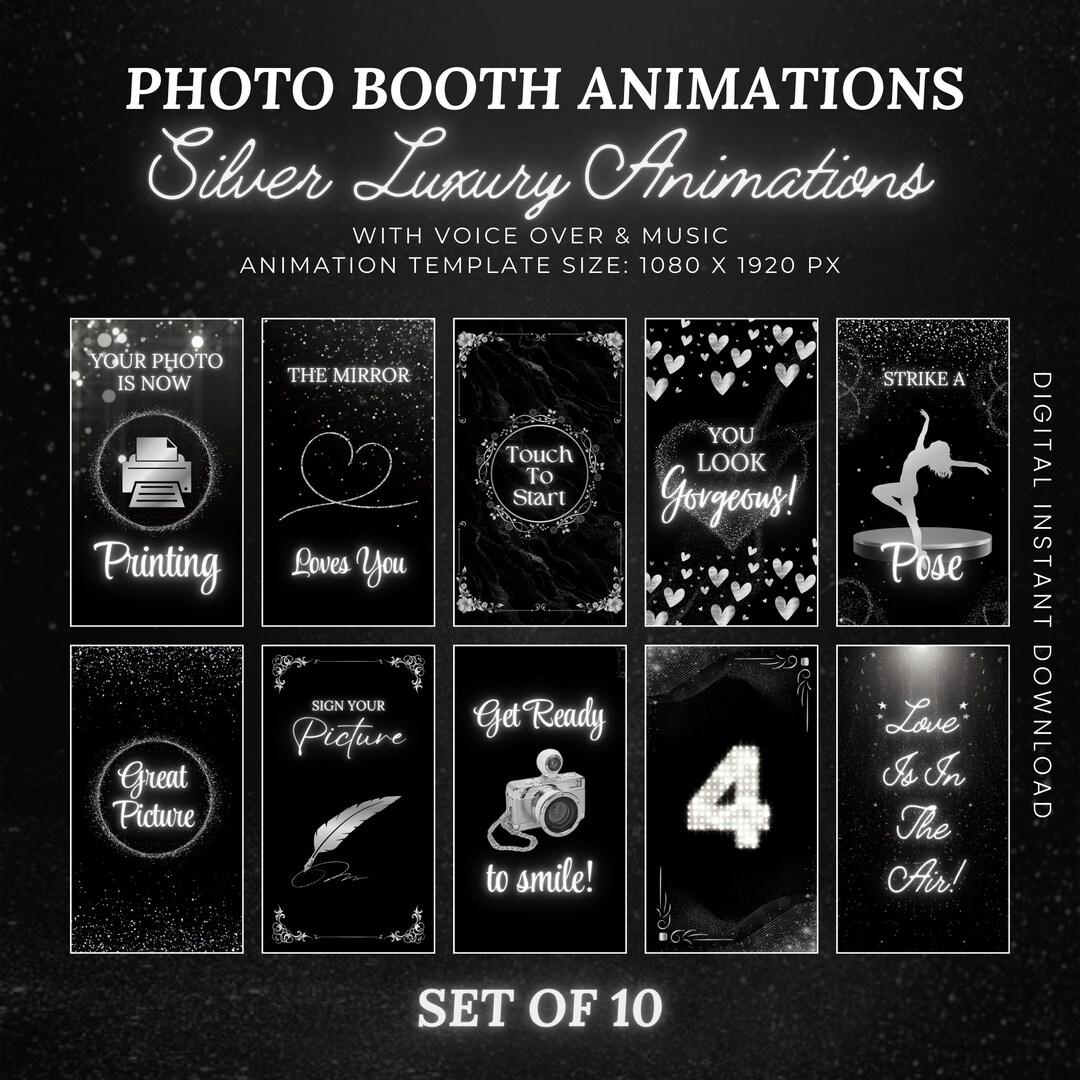 Photo Booth Mirror Animations, Silver & Black Edition, Magic Mirror ...