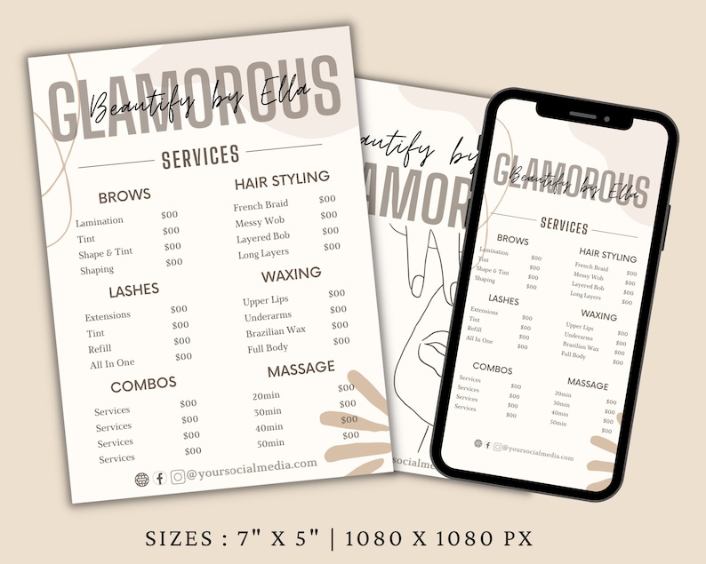 Esthetician Price List Salon Price List Spa Price List - Etsy