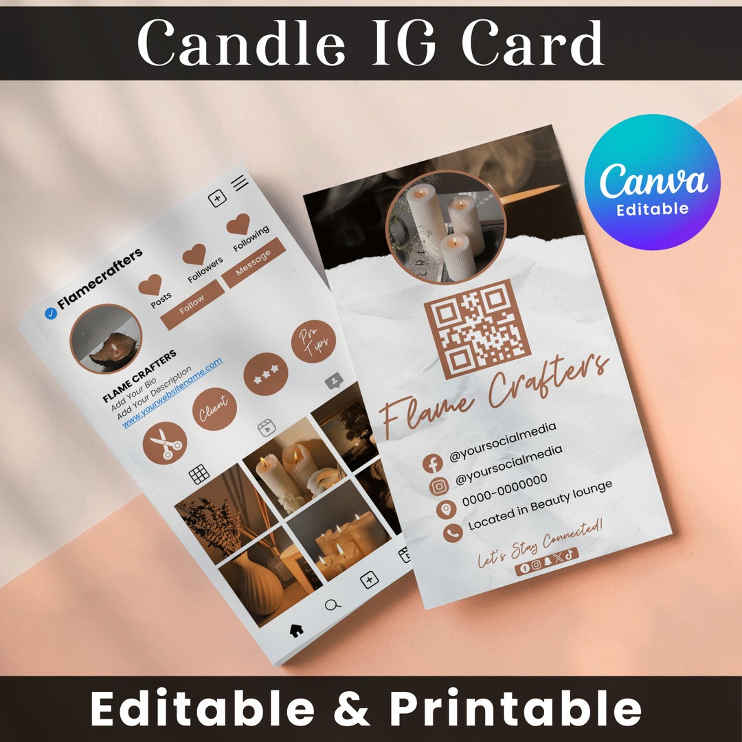 2025 Instagram Business Card, IG Candle Care Card, Candle Business Card ...