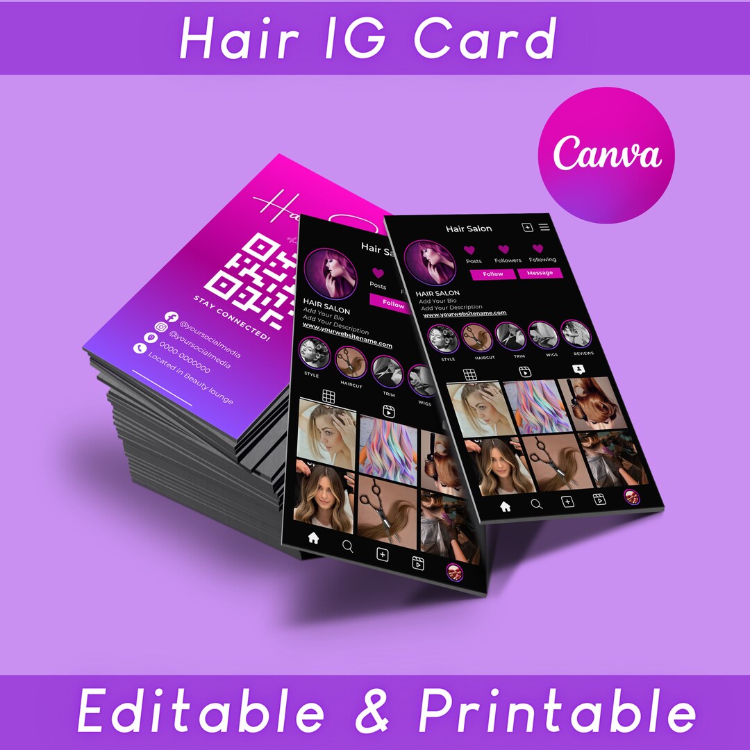 2024 Instagram Business Card IG Hair Business Cards DIY - Etsy