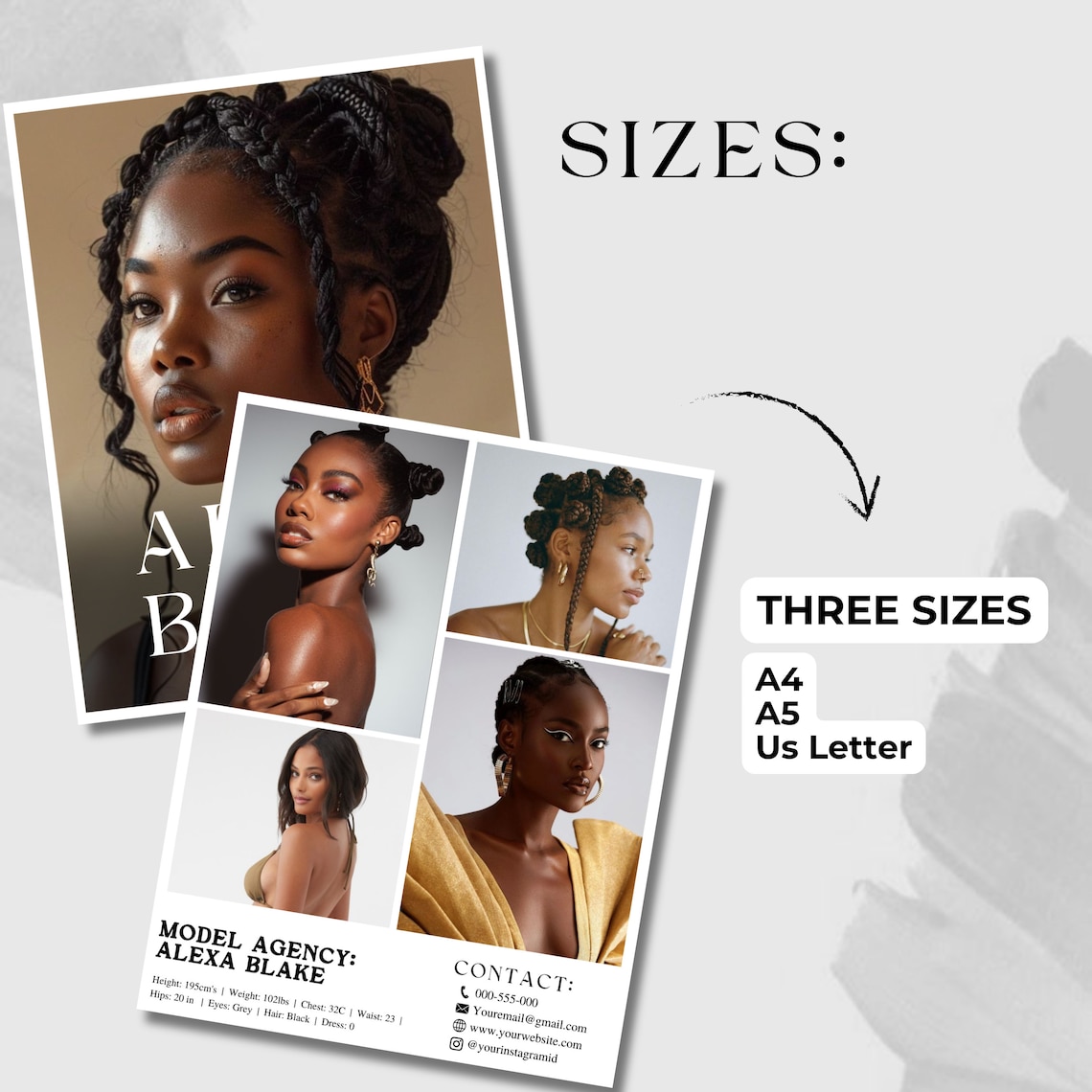 Modeling Comp Card Template, Model Portfolio Templates, Fashion Resume ...