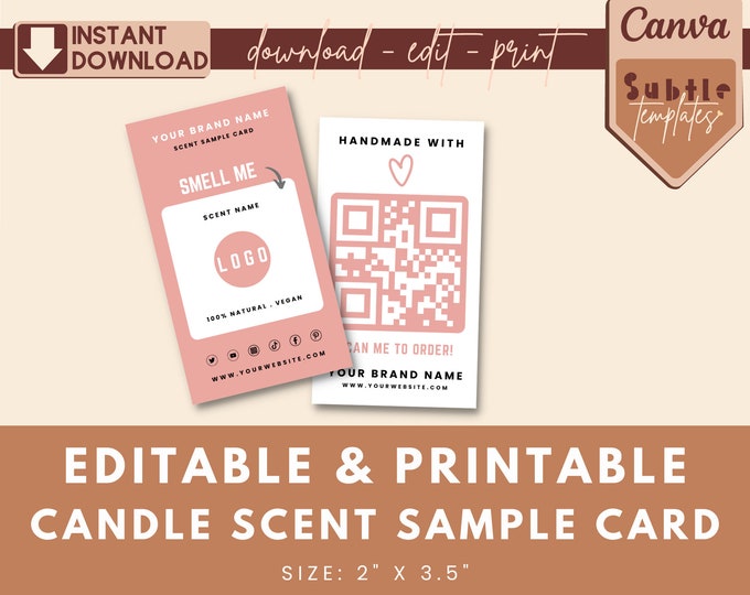 Editable Candle Sample Card Template, Printable Smell Sample Cards ...