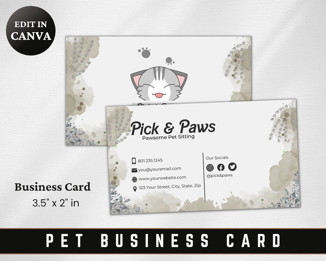 Pet Business Card Template, Dog Walking Business Card, Editable ...