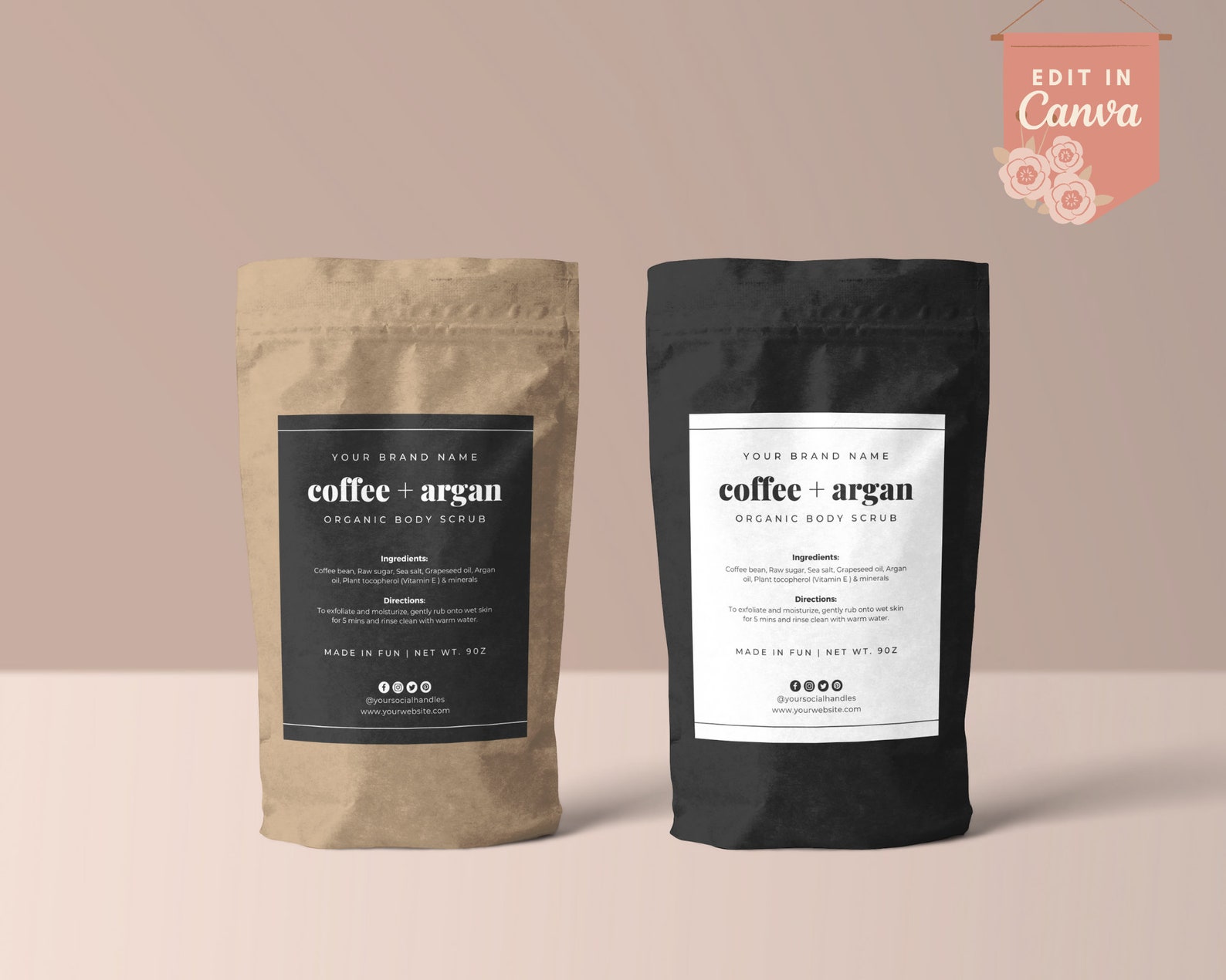 Editable Pouch Label Template Modern Tea Pouch Label Minimal - Etsy