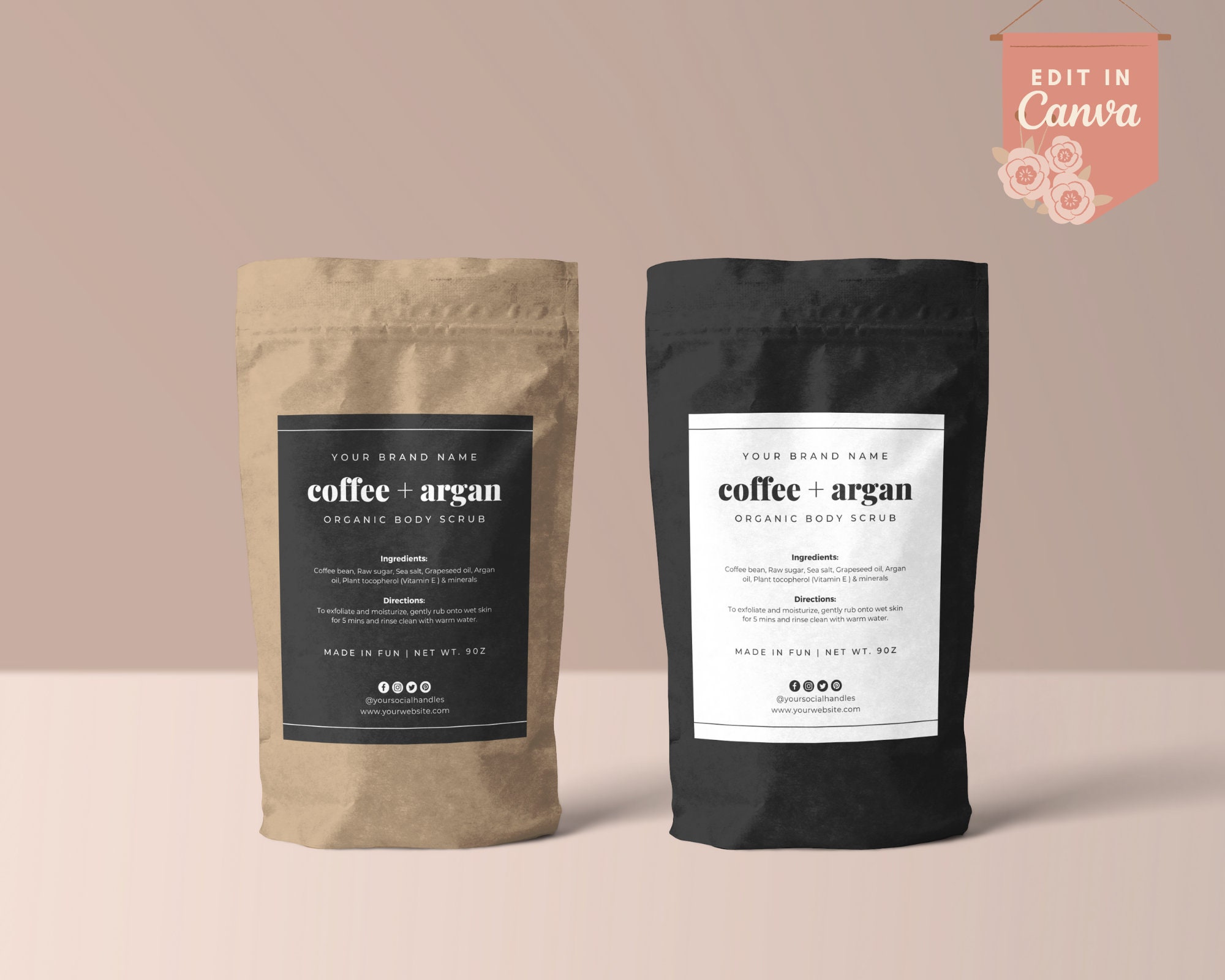 Editable Pouch Label Template Modern Tea Pouch Label Minimal - Etsy